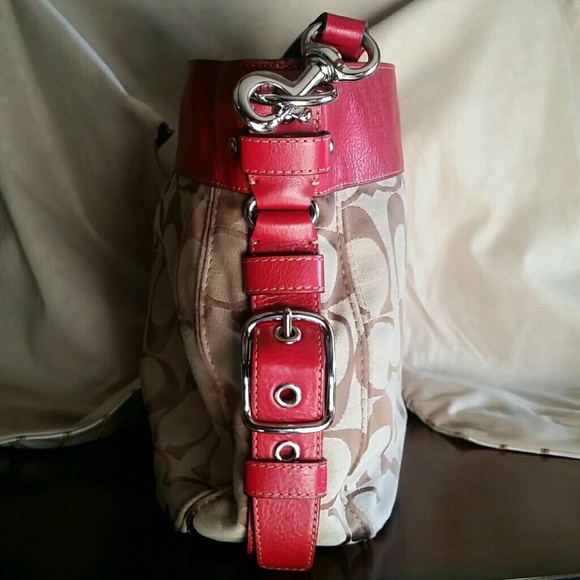 Coach | Bags | Coach Large Signature Bag Red Leather | Poshmark